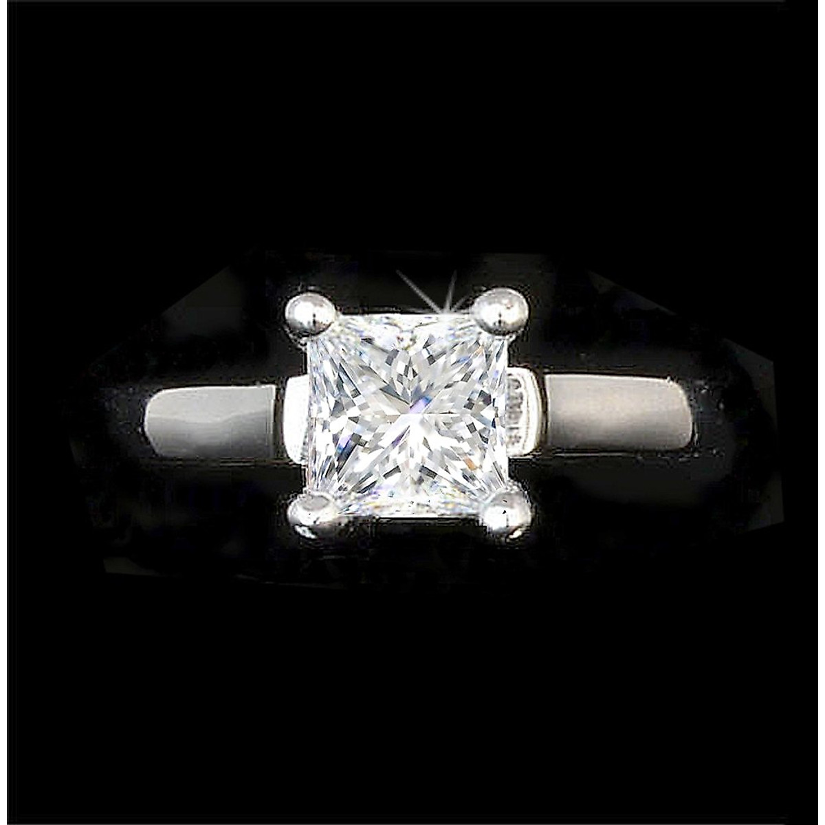 Venetia Top Grade 1.5 Carat Supreme Realistic Princess Cut Solitaire Simulated Diamond Ring Platinum Plated 925 Silver cz cubic zirconia swarovski 1sq8