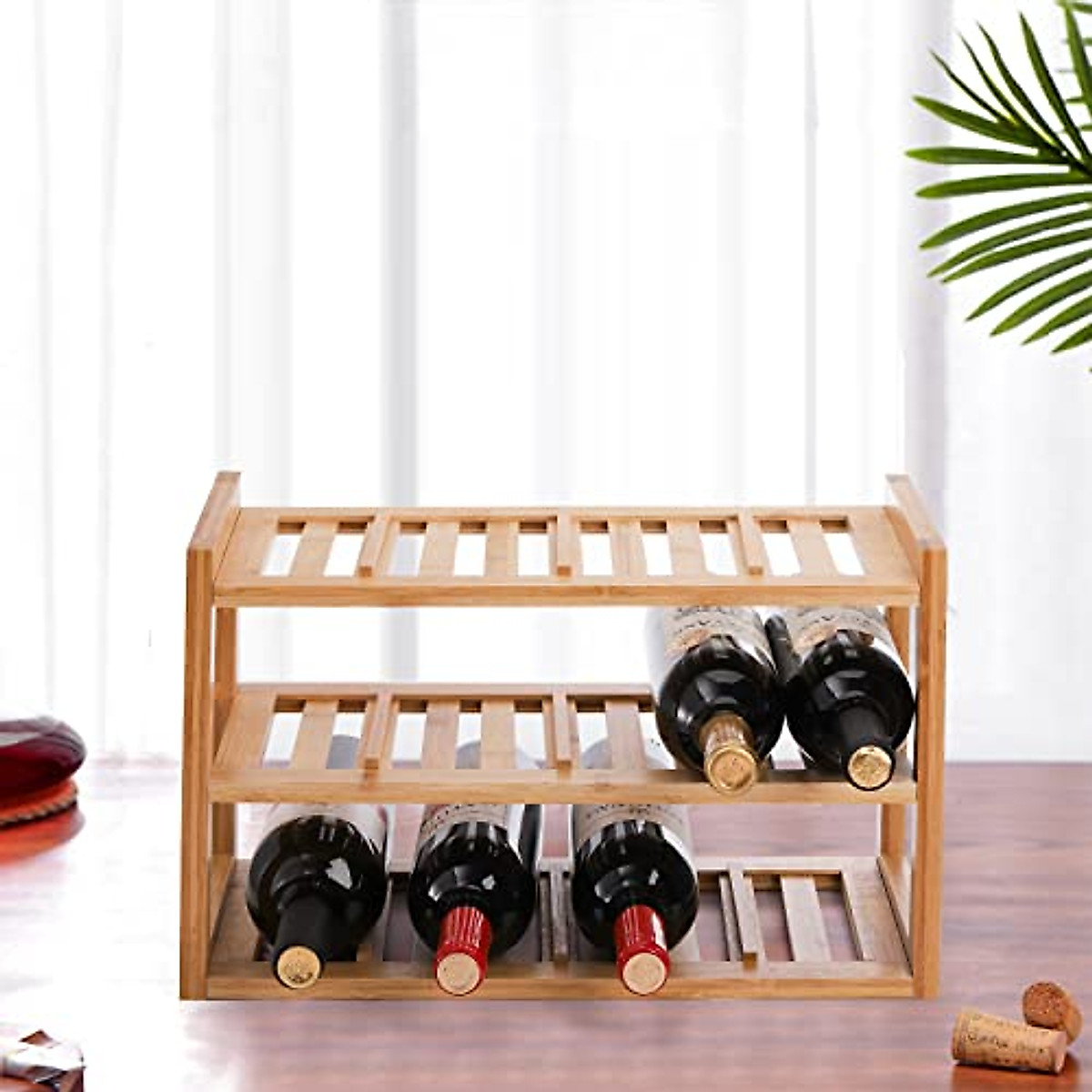 ZEAYEA Water Bottle Organizer, Bamboo Water Bottle Holder Stand, 3-Tier Bottle Storage Rack for Kitchen Countertop, Pantry, Cabinet, Tabletop
