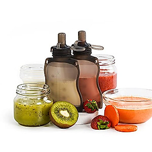 haakaa Yummy Pouch Reusable Baby Food Pouch, Baby Food Storage Toddler Kids Squeezable Pouch, Washable Freezer - Make Homemade Organic Food for Babies/Toddlers, 4oz, 2 Pack,6m+