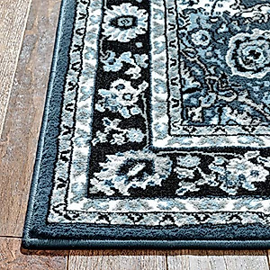Well Woven Persa Nima Traditional Medallion Persian Blue 5'3" X 7'3" Area Rug