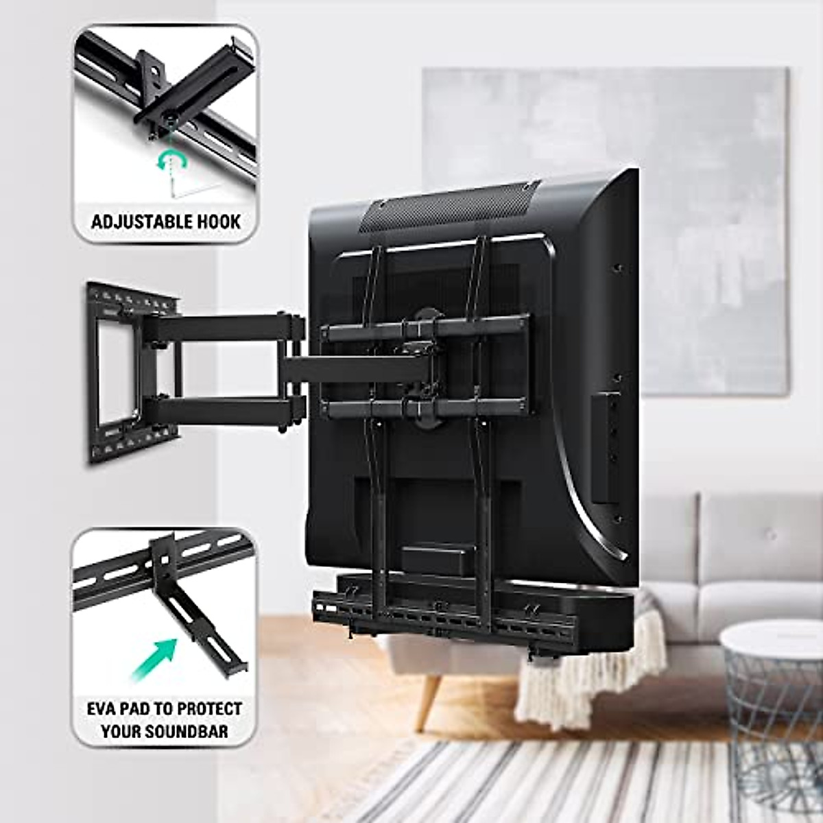 Mounting Dream TV Mount TV Bracket for Most 42-75 Inch TVs, up to VESA 600x400mm, 100 lbs, MD2632-24K and MD5425 Sound Bars Up to 15 Lbs