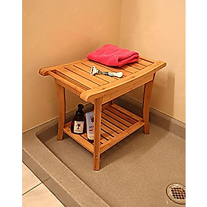 Bamboo Shower Bench w/Side Handles