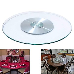 Large Lazy Susan for Dining Table Kitchen Glass Turntable with Aluminum Alloy Bearing, Smooth Swivel, Diameter 20inch / 23.5inch / 27.5inch / 31.5inch / 35inch / 39inch / 47inch (70cm/28inch)