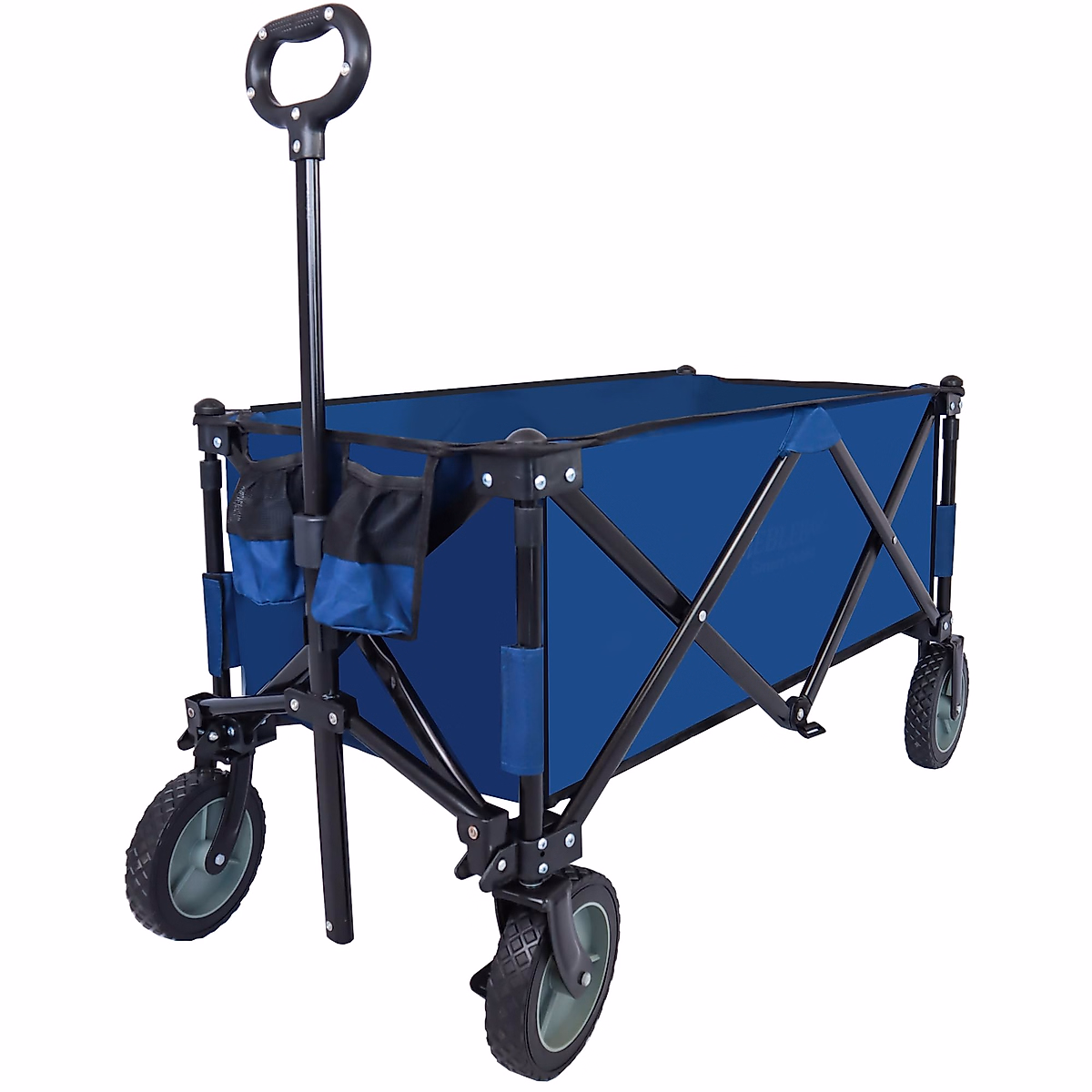 Wagon Cart with Wheels Foldable,Utility Garden Cart with Heavy-Duty Steel Frame,Portable Outdoor Utility Beach Wagon,Collapsible Wagon,Dark Blue Trolley Cart Carry up to 225 Pounds