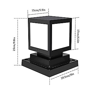 CZLZY Solar LED Post Light Simple Modern Aluminum Square Pillar Lamp Outdoor Patio Fence Column Light Waterproof IP54 Villa Gate Base Light Lawn Landscape Light