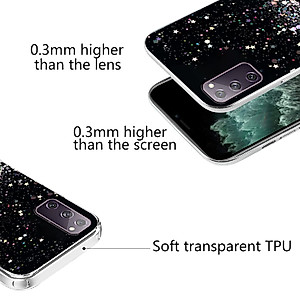 for Samsung Galaxy S20 Case Silicone，Clear Samsung S20 5G Phone Case Speck, Ultra Slim 0.3mm Soft Shockproof Protective Glitter Cute Phone Cover for Women Green (Black)