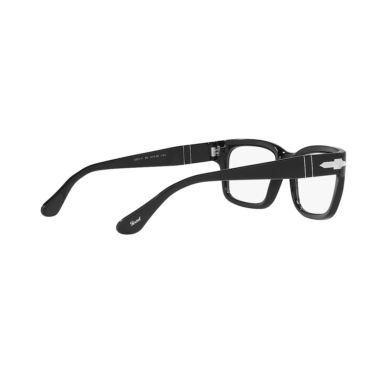 Persol PO3301V Rectangular Prescription Eyewear Frames, Black/Demo Lens, 57 mm