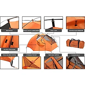 Clostnature Taurus 2 Person Backpacking Tent - Lightweight Two Person Tent for Backpacking, Easy Set Up Waterproof Camping Tent for Adults, Kids, Scouts, Large Size Outdoor, Hiking Gear