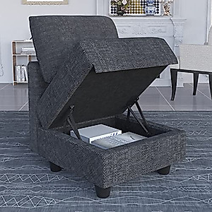 LLappuil Modular Sofa Middle Module with Storage for Customizable Sectional Sofa, Couch Accent Armless Chair, Black