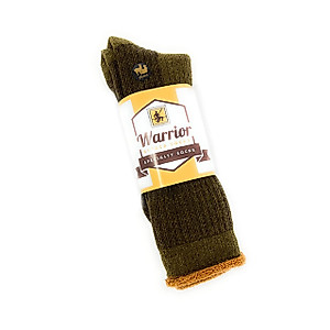 WARRIOR ALPACA SOCKS - Heavy-Duty Terry Lined Endurance Alpaca Socks (Mountain Green/Gold, Large)