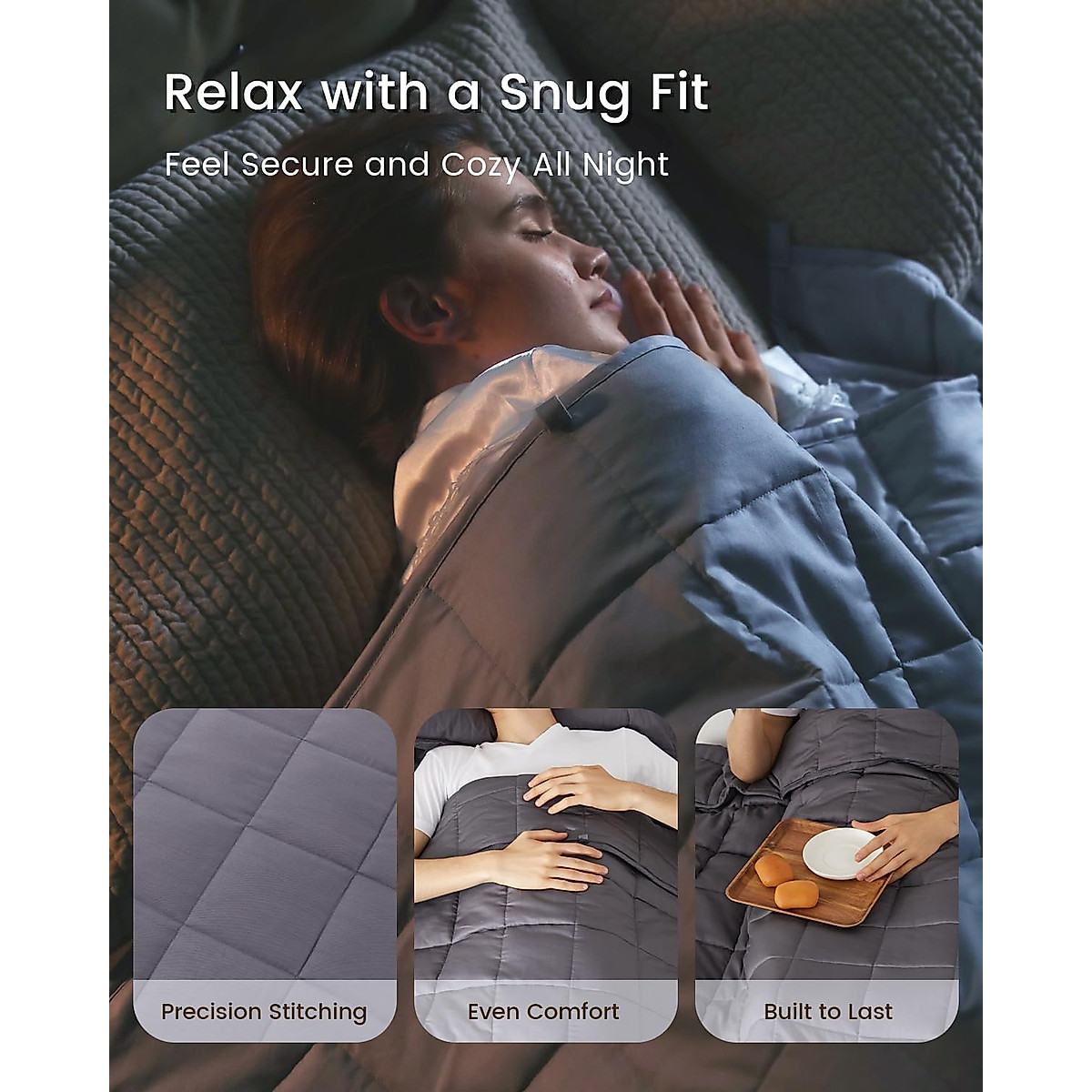 ZonLi Weighted Blanket (60''x80'', 20lbs, Queen Size Dark Grey), Weighted Blankets for Adults and Kids, High Breathability Heavy Blanket, Soft Material with Premium Glass Beads