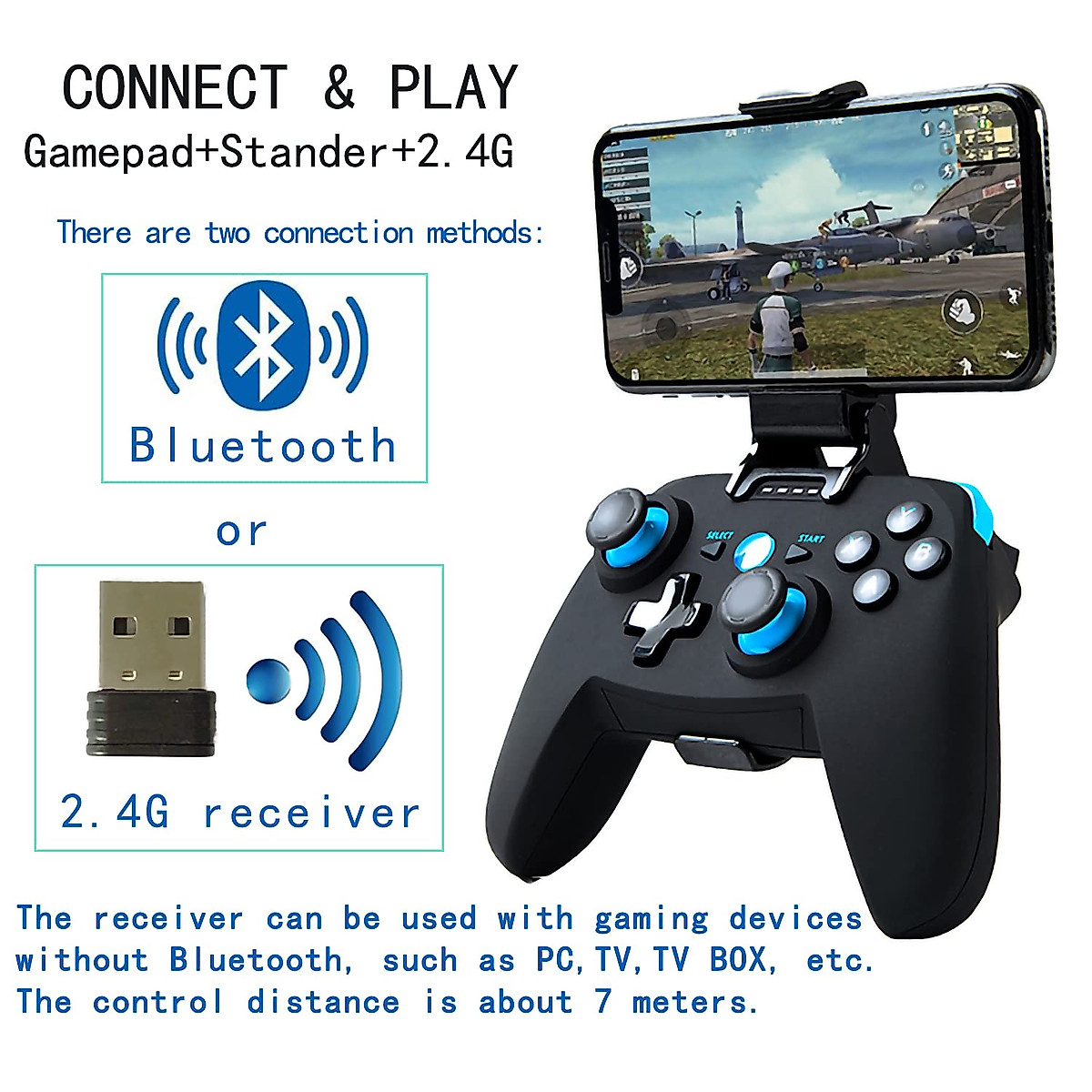 Wireless Programmable Game Controller Professional Gamepad for Phone/Tablet/PC/PS/VR/TV/Switch/Drone etc., Gamepad Joystick Compatible with Android/Windows/PS/Switch (Professional Gamepad)