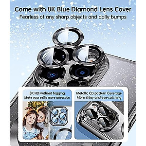 JUESHITUO Magnetic Glitter Case Designed for iPhone 14 Pro Max Case with Full Camera Protection and Strongest Magnetism, Soft TPU Plating Luxury Sparkly Shockproof Slim Case for Women Girls - Black