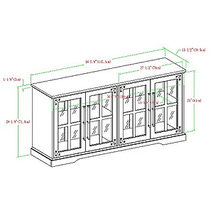 Walker Edison Farmhouse Barn Glass Door Wood Universal TV Stand for TV's up to 64" Flat Screen Living Room Storage Cabinet Doors and Shelves Entertainment Center, 58 Inch, Rustic Oak