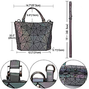 Geometric Luminous Purses and Handbags Holographic Purse Lumikay Bag Reflective Leather Irredescent Tote NO.4