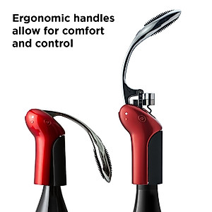 Rabbit Original Vertical Lever Corkscrew Wine Opener with Foil Cutter and Extra Spiral (Candy Apple Red)