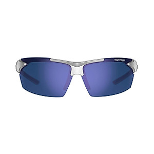 Tifosi Jet 0210400677 Wrap Sunglasses,Metallic Silver Frame/Smoke Blue Lens,One Size