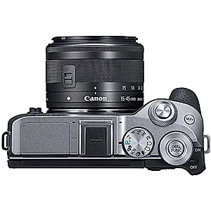M6 Mark II Mirrorless Digital Camera with 15-45mm Lens (Silver) vlogging Bundle, 500mm f/8.0 Preset Manual Focus Lens, Travel Kit with Accessories (Extra Battery, Flash, 64Gb Memory +More)