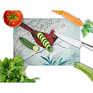 Caroline's Treasures PJC1110LCB Cardinal Winter Red Bird Glass Cutting Board Large Decorative Tempered Glass Kitchen Cutting and Serving Board Large Size Chopping Board