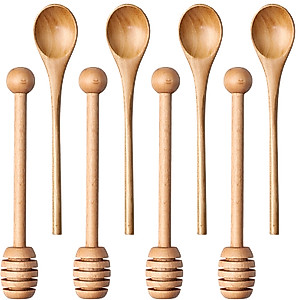 4pcs 6inch Honey Dipper Stick,Long Handle Coffee Stirring Spoons,Wooden Honey Jar Spoons Stirrer,Dessert Iced Tea Cocktail Mixing Spoons for Home Kitchen