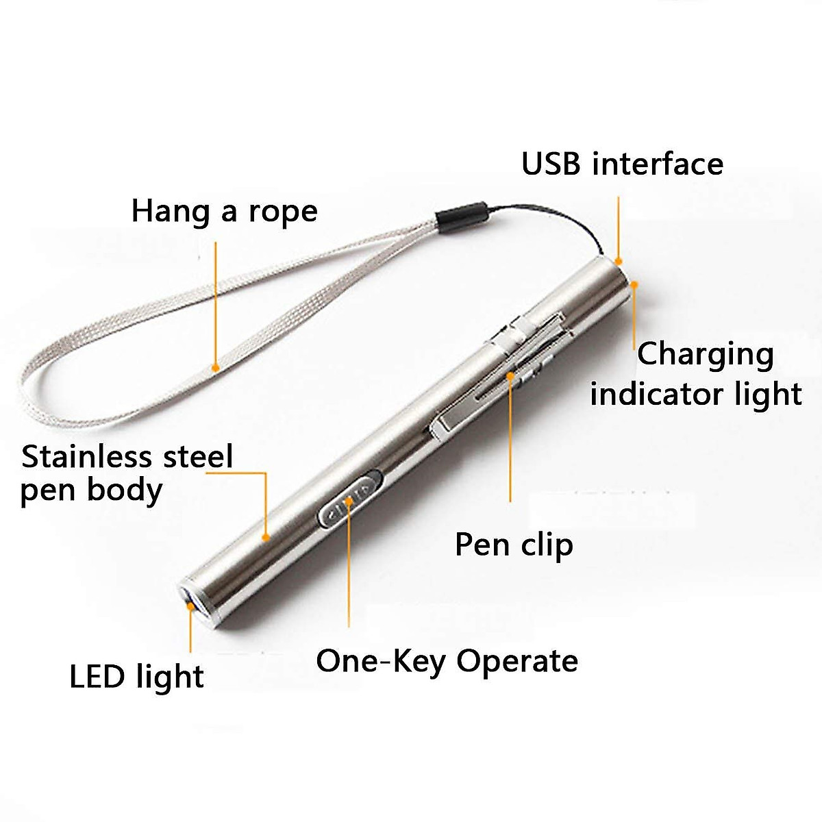T6 5 Pack Pen Light Flashlight with USB Cable 400 lumens Rechargeable Small Bright Penlight Mini LED Pen Flashlight Pocket Flashlight for Camping Outdoor Work Repair
