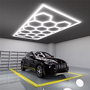 Hexagon LED Lights for Garage Ceiling - Ultra-Bright Honeycomb Design with Smart Switch, Alexa & Google Home Compatible, Hex Lights Perfect for Home Gym, Shop Lighting, Workshop and Garage Lighting