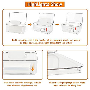 Flenpptly Baby Wipes Dispenser, Wipe Holder Wipes Container Large Capacity Keep Wipes Fresh & Easy to Open (Transparent)