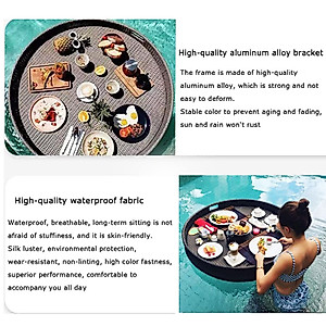 Rattan Woven Serving Tray Food Tray with Handles Luxury Floating Serving Tray Table Swimming Pool Floating Tray for Pool Serving for Wedding Photography Photo Shoot,White-80CM