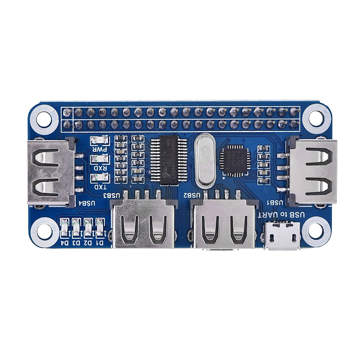 USB Hub Hat,USB to UART Onboard 4 Port USB HUB HAT for B+ / 2B / 3B / Zero/Zero W (4 USB Ports,Onboard USB to UART,Onboard Multi Indicators)