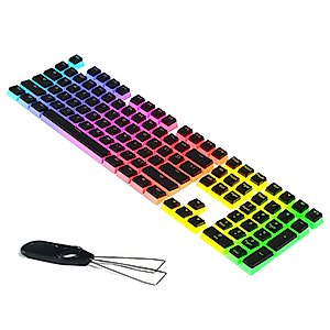 MANBASNAKE Pudding Keycaps Double Shot PBT Keycap Set with Translucent Layer,for 104 87 61 Keys RGB Backlit Mechanical Keyboards,OEM Profile,US Layout-Black