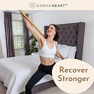 Karma Heart Yoga Stick - Stretch Bar - Natural Bamboo 5ft Mobility Stick for Strength and Flexibility - Versatile and Durable Posture Stick - Stretch Stick Mobility Expansion - Exercise Stick