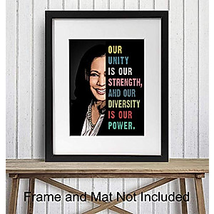 Kamala Harris Madam Vice President Inspirational Quotes Wall Art for African American Women, Girls - Political Gifts - Patriotic Decor - Feminism Feminist Gifts - 8x10 African American Wall Art