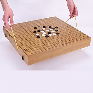 Wowwoody 19x19 Go Game SetHigh Grade Gift Box Board with Single Convex Melamine Stones and Bowls Set