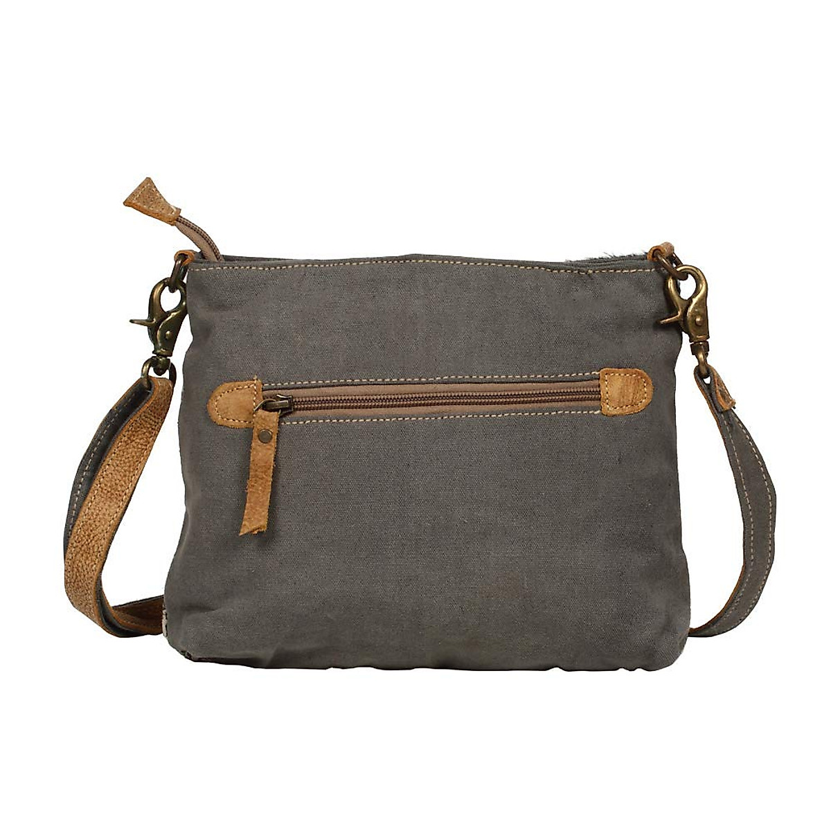Myra Bag La Farine Upcycled Canvas & Leather Small Crossbody Bag S-1247 Brown
