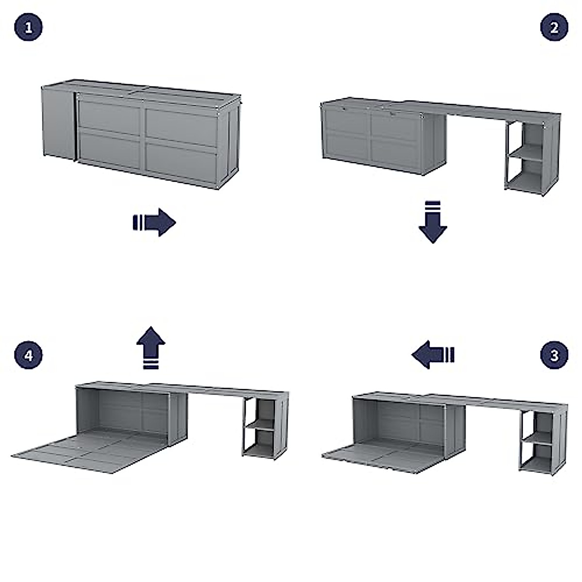 SOFTSEA Queen Size Murphy Bed with Removable Desk Multifunctional Bed Frame and Cabinet, Floor Design