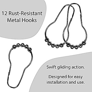 Creative Home Ideas Waffle Shower Curtain Set, 70" x 72", Dark Grey Ombre