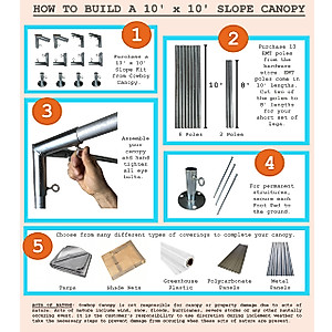 10' x 10' Slope, Lean-to Canopy Fittings Kit, DIY Metal Carport Frame Parts, 1" EMT