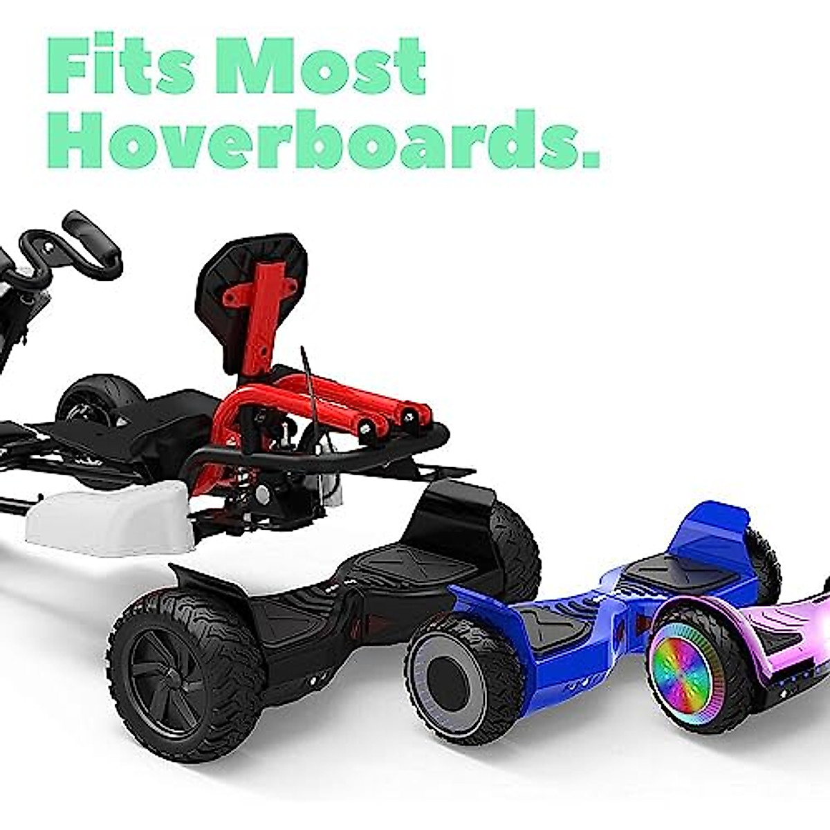 HYPER GOGO Drift GoKart Kit-Hoverboard Attachment,Outdoor Race Pedal Go Cart Car for Kids and Adults (White)