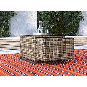 Tommy Hilfiger Oceanside Patio Rattan Outdoor Furniture Collection with All-Weather Brown Resin Wicker Frame, Porch or Pool, Garden, Side Table