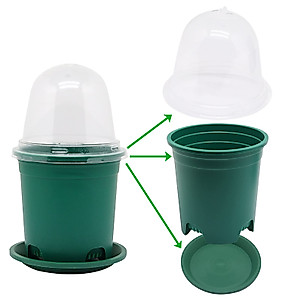 BENLIUDH 4 inch Pots for Plants, Planters for Indoor Plants Gardening Plastic Flower Pots and Seed Starter Tray with Humidity Dome Plant Containers Kit (Set of 4)