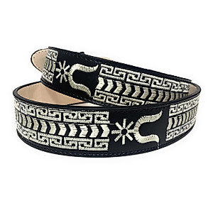 Men's Black western Embroidered Charro Belt, Cinto Charro Vaquero Bordado (44)