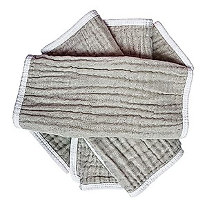 Synrroe Muslin Burp Cloths Large 20 by 10 Inches 100% Cotton 6 Layers Extra Absorbent and Soft 4 Pack Brown