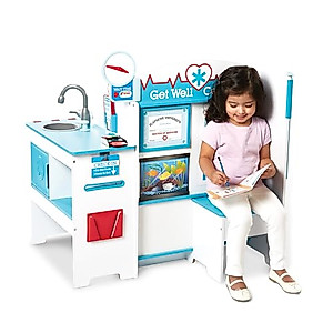 Melissa & Doug Wooden Get Well Doctor Activity Center - Waiting Room, Exam Room, Check-In Area - FSC Certified