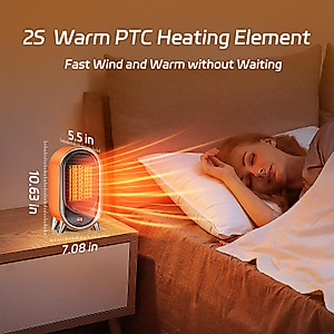 Electric Portable Space Heater - 1500W Adjustable PTC Fast Heating Ceramic Heater Features Timer and Oscillation, Mini Heater with Remote Control for Bedroom,Desk,Office and Indoor Use (Black) 1