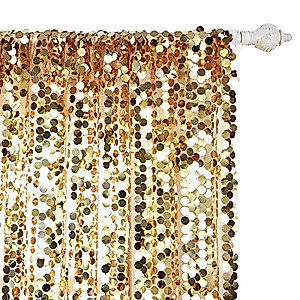 SFN Gold Payatte Sequin Drapes Curtains Panels,Fashion 9FTx9FT Backdrop Home Party Decoration Supplies