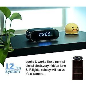 Hidden Camera Clock,HD 1080P WiFi Alarm Clock Camera with Night Vision/Motion Detection/Loop Recording Wireless Security Camera,Monitor Video Recorder Nanny Cam No Audio
