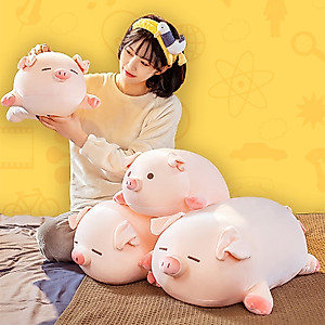 CHDGIOHA Cute Kawaii Pig Stuffed Animal Pillows, 15.7'' Pig Plush Hugging Pillow, Soft Pig Stuffed Cuddle Plush Toys, Christmas Birthday Gifts for Girls Girlfriend (Squint, 15.7in)
