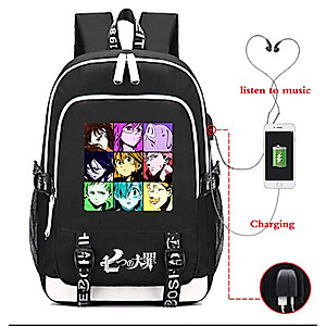 TIMMOR MAGIC Anime Seven Deadly Sins Laptop Backpack with USB Charging Port, Middle School College Bookbags.(Black1)