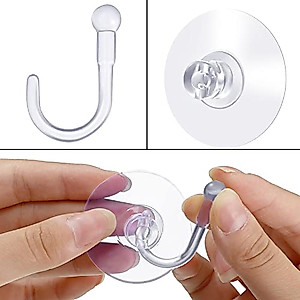 Mudder 24 Pieces Suction Cup Light Suction Cup Wall Hooks Hangers Light Suction Cup Clips for Christmas Wreath String Lights Xmas Decoration (45 mm, Plastic Hook)