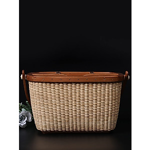 Teng Tian Nantucket Utensil Caddy Napkin Holder and Organizer Multi-Purpose Rattan Caddy Ideal for Kitchen Dining Entertaining Tailgating Picnics